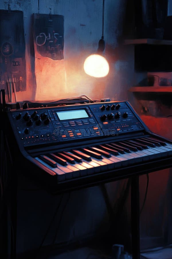 A Digital Keyboard Placed on a Rustic Wooden Surface, Ideal for Music ...