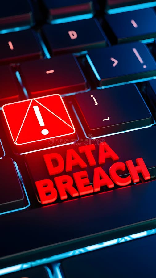 Digital Keyboard with Red DATA BREACH Warning, Cybersecurity Threat ...