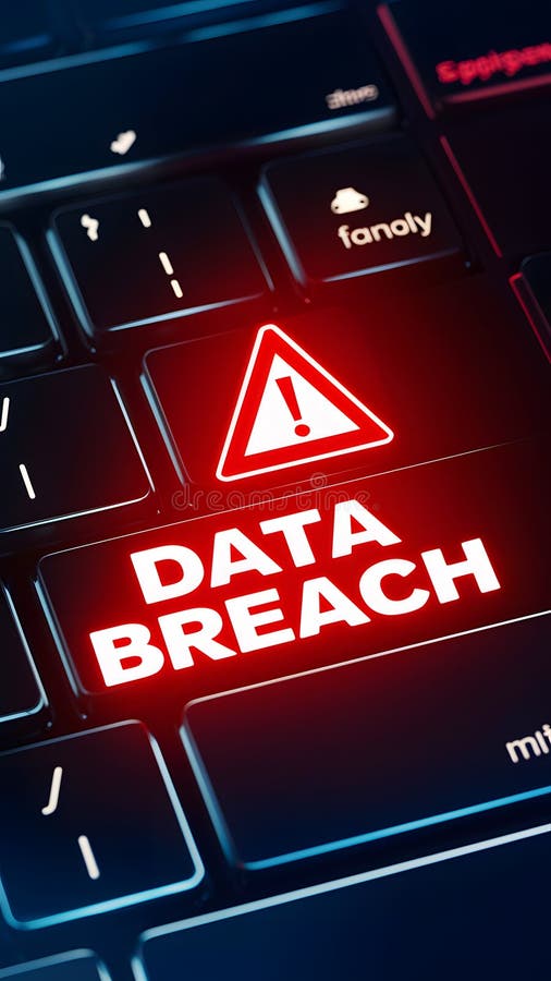 Digital Keyboard with Red DATA BREACH Warning, Cybersecurity Threat ...