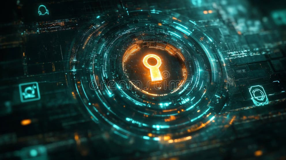 Digital Keyhole Abstract Cybersecurity System Stock Illustration ...