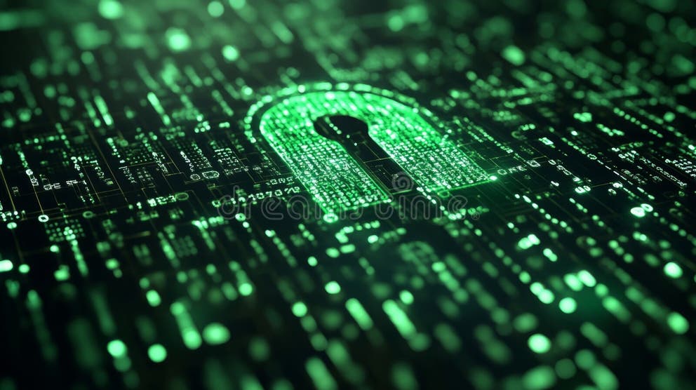 Digital Keyhole Abstract Green Code Data Security Stock Illustration ...