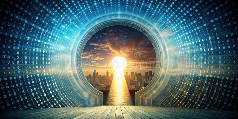 Digital Keyhole Gateway To a Bright Urban Future Unveiled. Generative ...