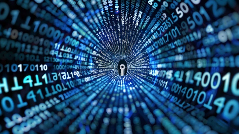 Digital Keyhole Surrounded by Streaming Binary Code Stock Image - Image of coding, encryption ...