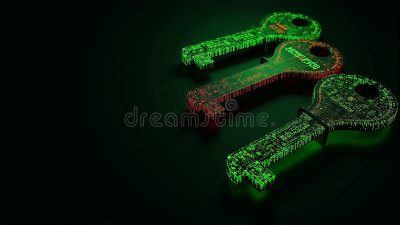 Digital Keys on Black Reflective Surface Stock Illustration ...
