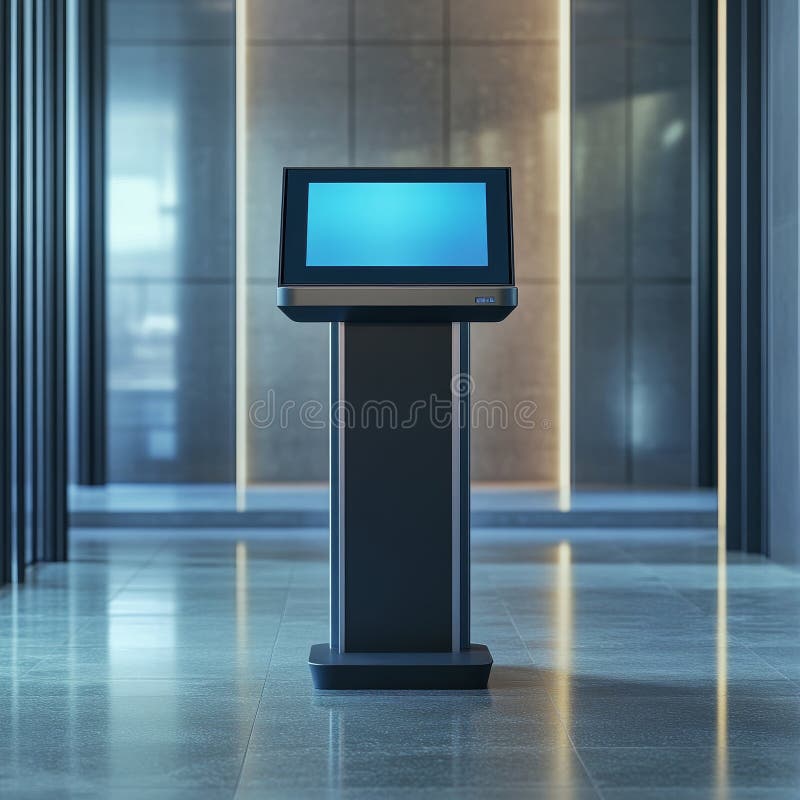 Digital Kiosk in the Lobby of a Modern Office Building. 3d Rendering ...