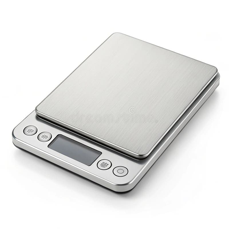 Digital Kitchen Scale with Sleek Surface on White Background Stock ...