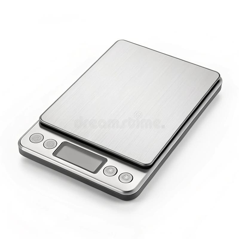 Digital Kitchen Scale with Sleek Surface on White Background Stock ...
