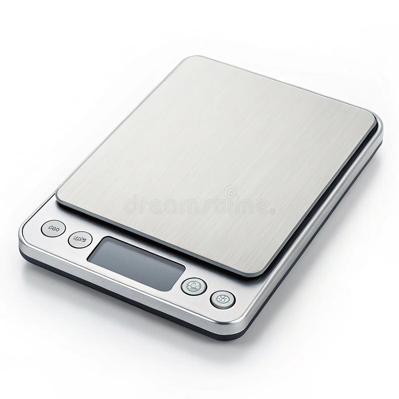 Digital Kitchen Scale with Sleek Surface on White Background Stock ...