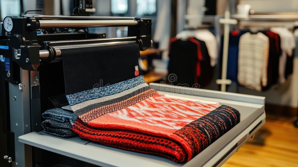 Digital Knitting Machine Producing Seamless Custom Fabrics Stock ...