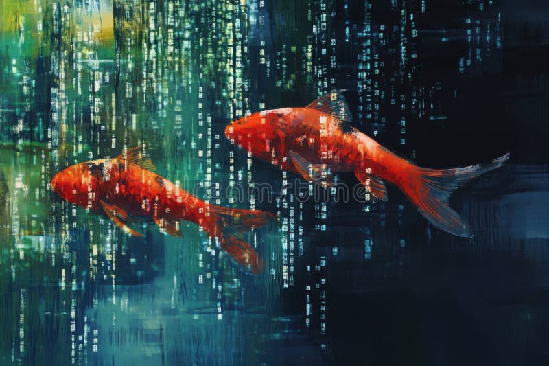 Digital Koi Fish Art stock illustration. Illustration of decorative ...