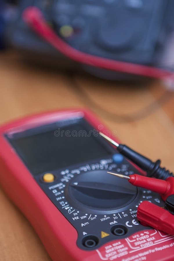 Digital Laboratory Tester Multimeter Device with Two Probes Conn Stock ...