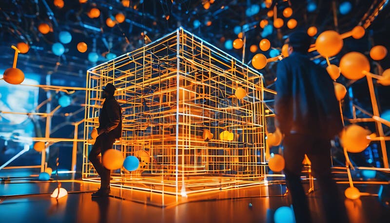 Digital Labyrinth: Navigating the Neon Nexus Stock Illustration ...