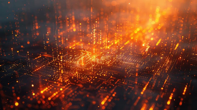 Vibrant Abstract Digital Data Technology Background with Neon Lights ...