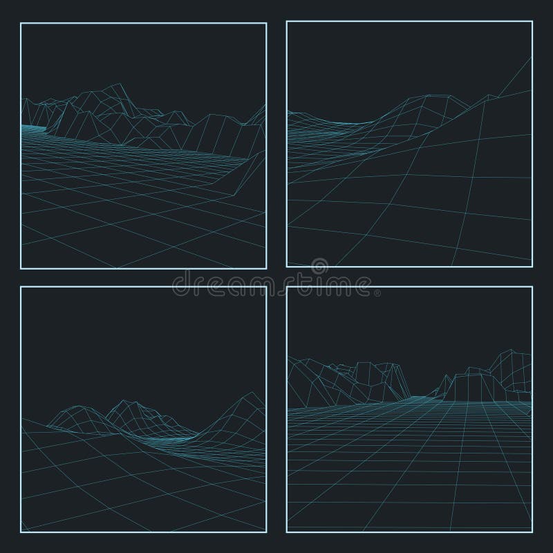 Digital Landscape. Abstract Vector Wireframe Background Stock Vector ...