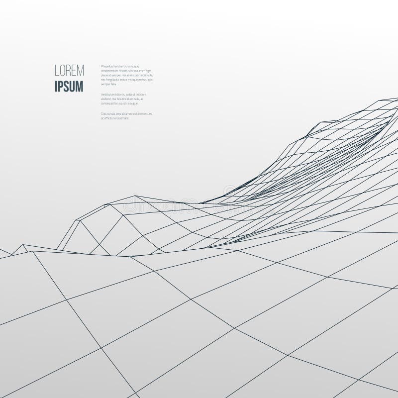 Digital Landscape. Abstract Vector Wireframe Background Stock Vector ...