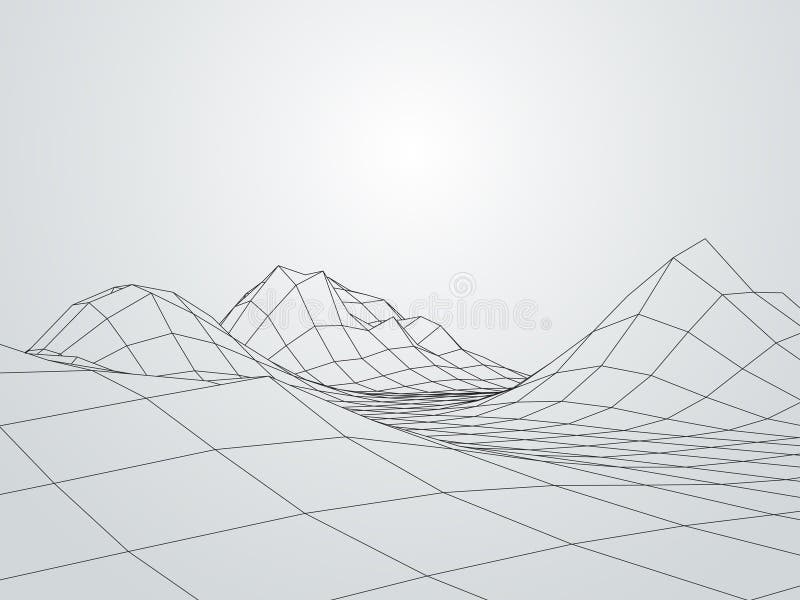 Digital Landscape. Abstract Vector Wireframe Background Stock Vector ...