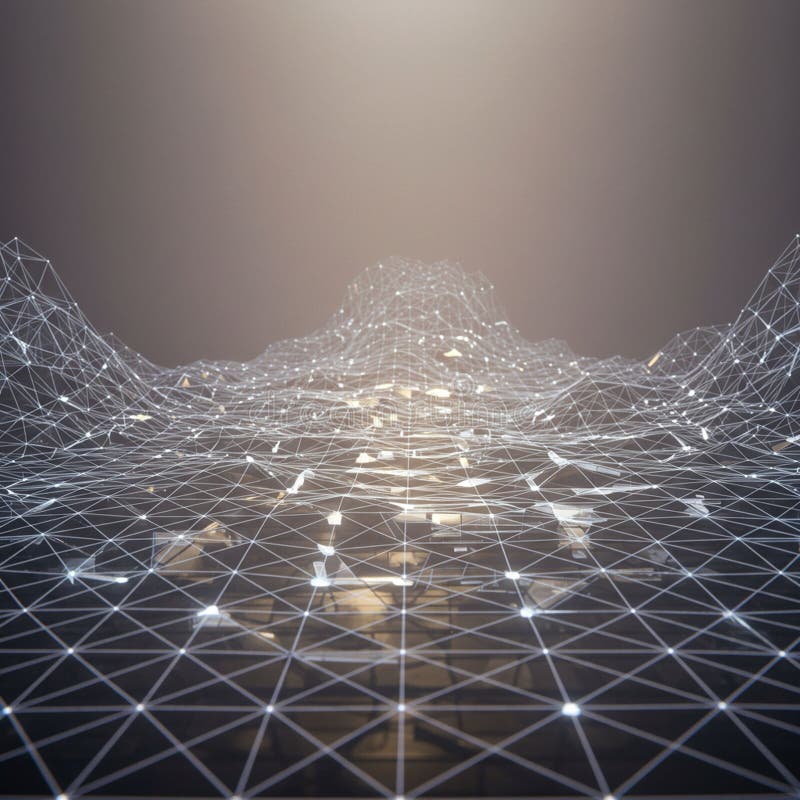 A Digital Landscape Composed of Interlocking White Triangular Grid ...