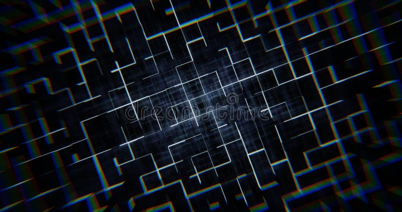 Digital Landscape with Cube Particle. Digital Data Grid Technology ...