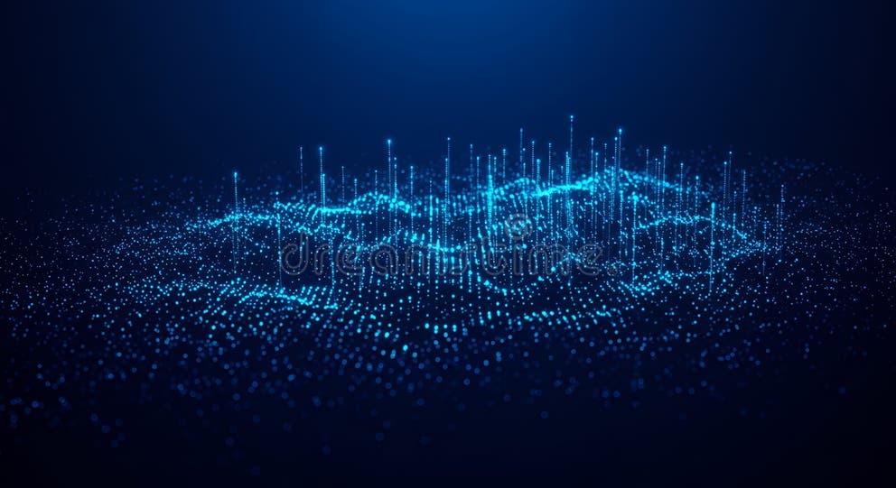 Digital Landscape Data Visualization with Blue Dot Grid Network Stock ...