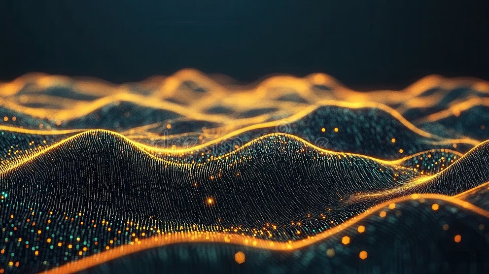 Digital Landscape Data Waves in Glowing Particles - Visualizing Abstract Information Flow Stock ...
