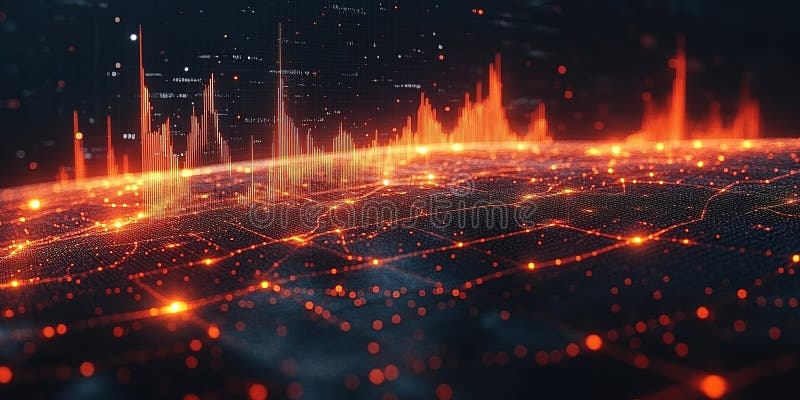 Digital Landscape Depicting Data Analysis and Network Activity Over a ...