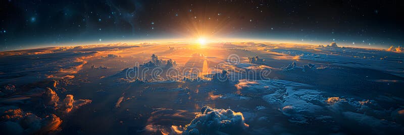 Digital Landscape: Earthly Elements on a Gradient Blue Canvas Stock ...