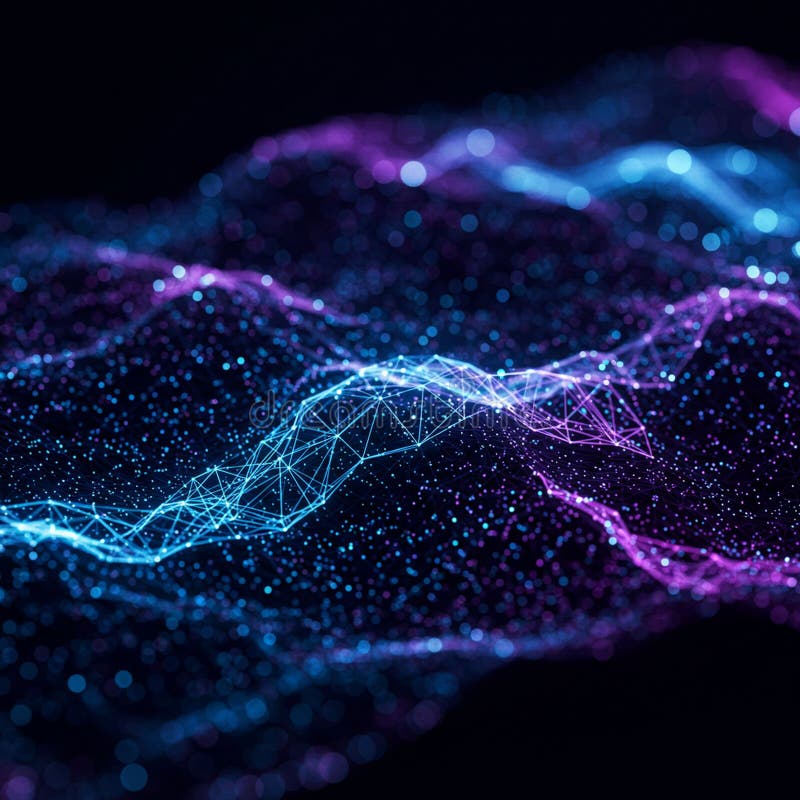 A Digital Landscape Features Interconnected Lines and Nodes Forming a ...