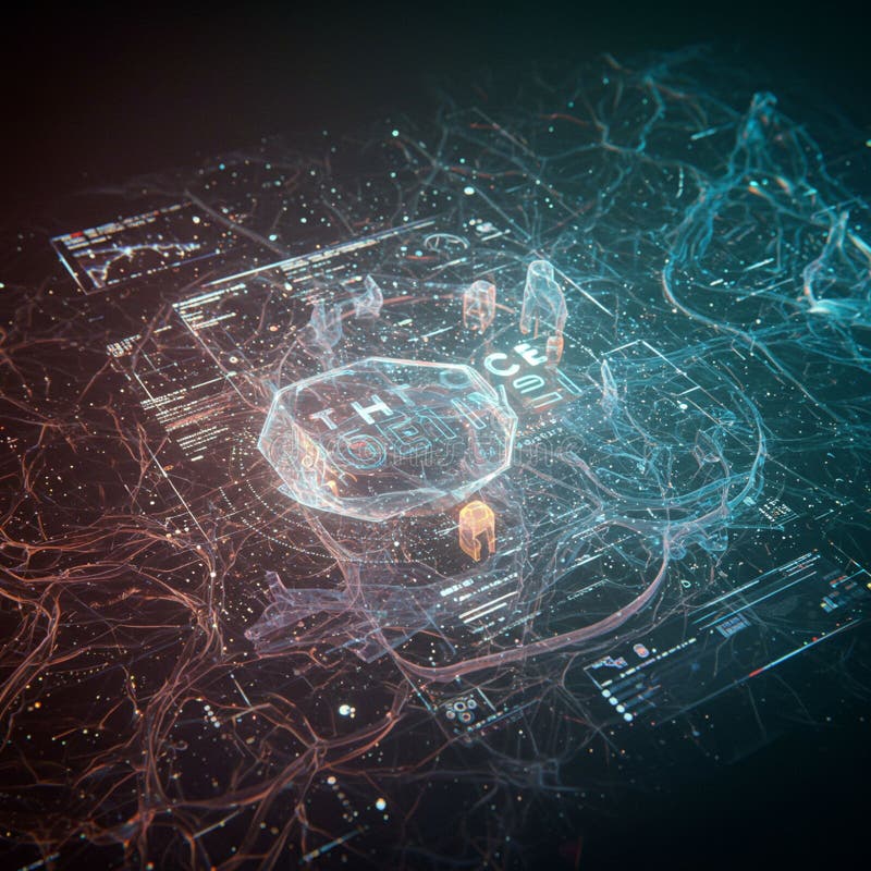 Digital Landscape Featuring a Futuristic Interface with Holographic ...