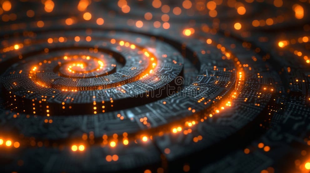 A Digital Landscape Featuring a Labyrinth of Interconnected Circuits and Binary Code ...