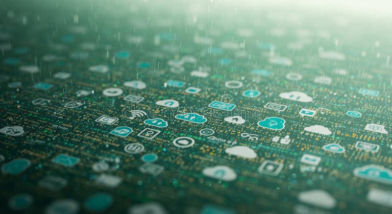 A Digital Landscape Featuring Numerous Interconnected Symbols ...