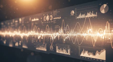 A Digital Landscape Featuring a Variety of Data Visualizations ...