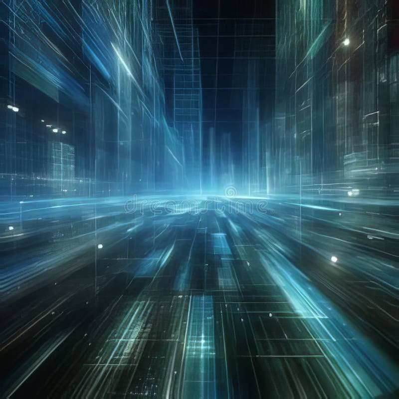 A Digital Landscape with Glowing Lines and Grids Creating a Sense of ...