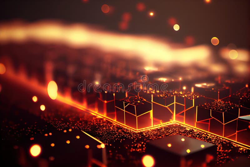 Digital Landscape with Glowing Particles. Futuristic Background with ...