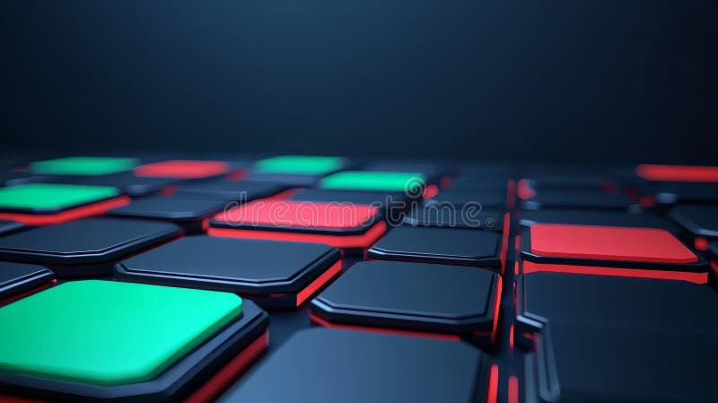 A Digital Landscape with Green and Red Cubes, Set in a Futuristic ...