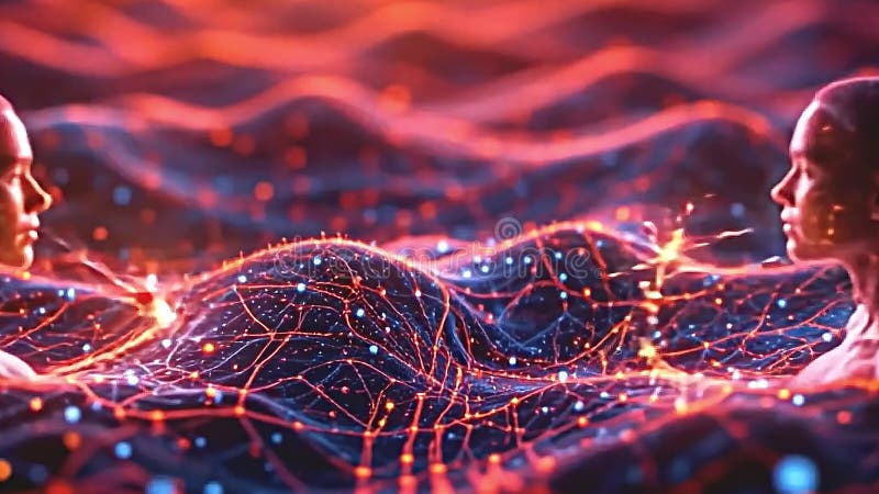 Digital Landscape of Interconnected Nodes, Animation Depicting ...