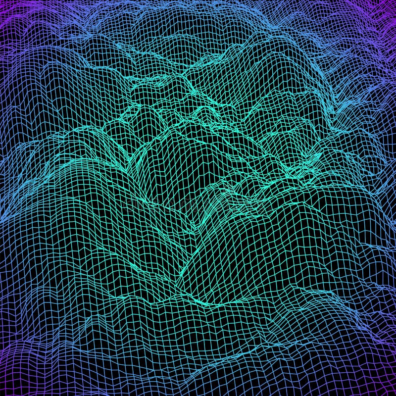 Digital Landscape with Mountains or Clouds Made of Line Grid Stock ...