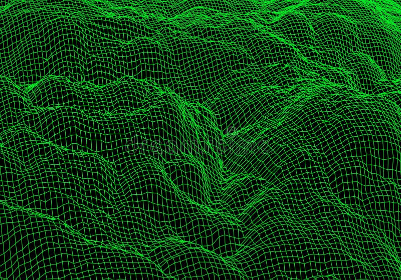 Digital Landscape with Mountains or Clouds Made of Line Grid Stock ...