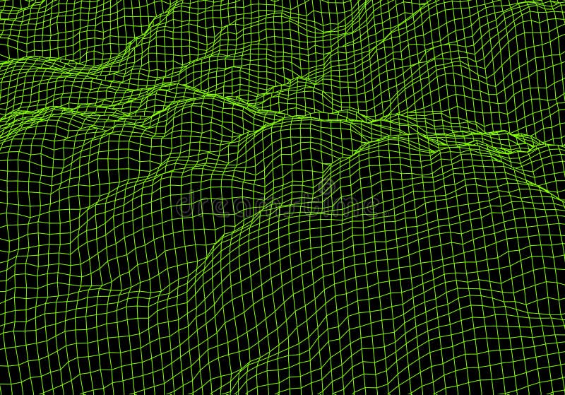 Digital Landscape with Mountains Made of Line Grid Stock Vector ...