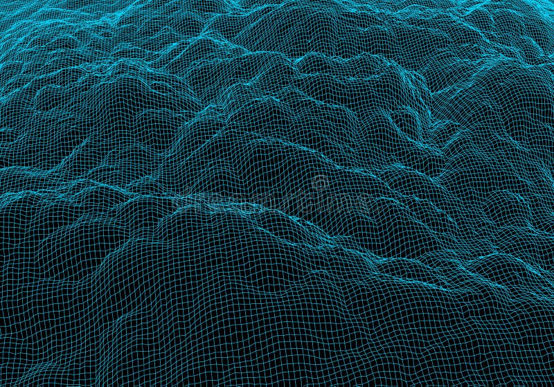 Digital Landscape with Mountains Made of Line Grid Stock Vector ...