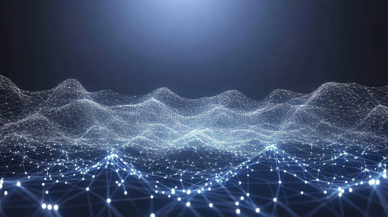 Abstract Wavy Digital Landscape Network Data Visualization Ai Technology Background Stock Photos ...