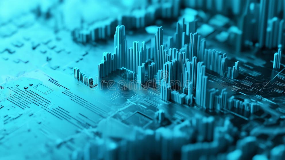 Digital Landscape Showcasing Intricate Data Visualization in Vibrant ...