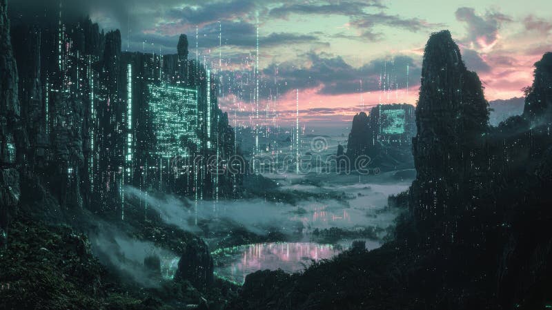 Digital Landscape Showcasing Personal Identity Protection and Advanced ...