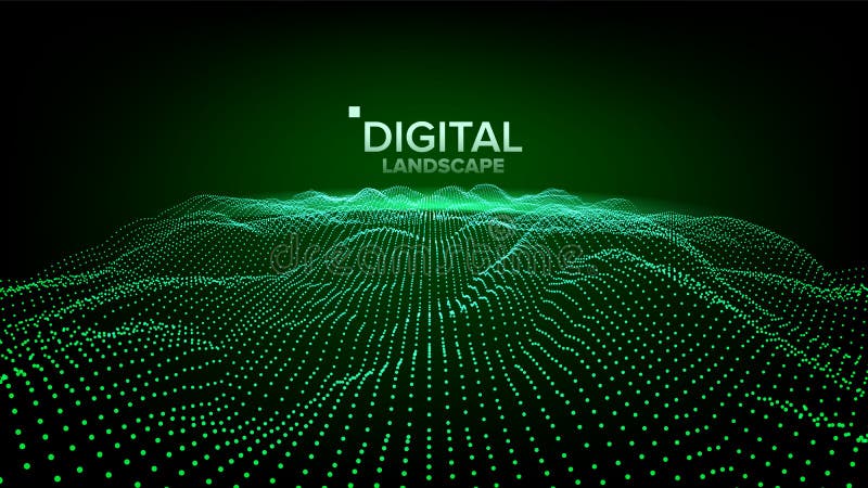 Digital Landscape Vector. Data Technology. Wave Mountain. Tech Surface ...