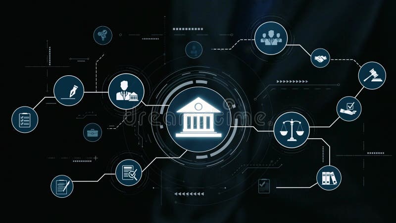 Digital Law Interface Displaying Justice Scale, Highlighting Digital ...