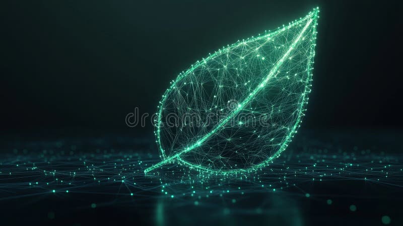 Digital Leaf with Green Technology Background. Connectivity and ...