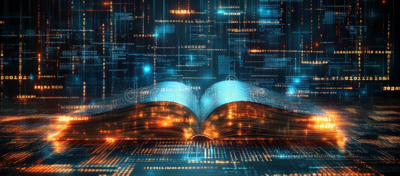 Digital Learning Book Presented in a Futuristic Digital Format Stock ...