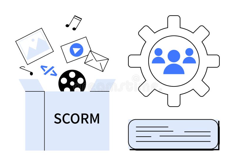 Digital Learning Content in SCORM Package with Collaboration Gear and Multimedia Elements Stock ...