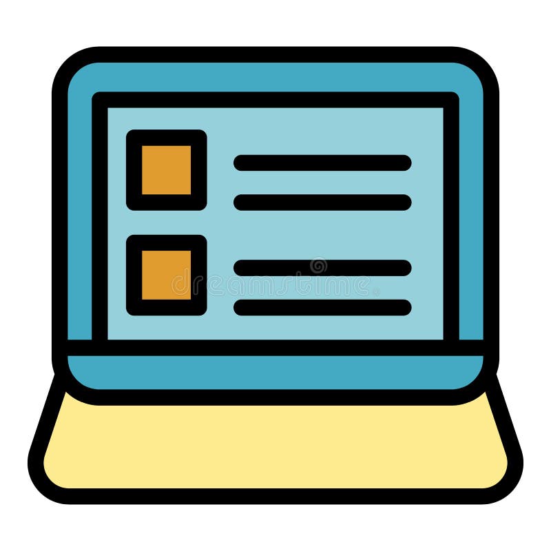 Digital Learning Icon Color Outline Vector Stock Vector - Illustration ...