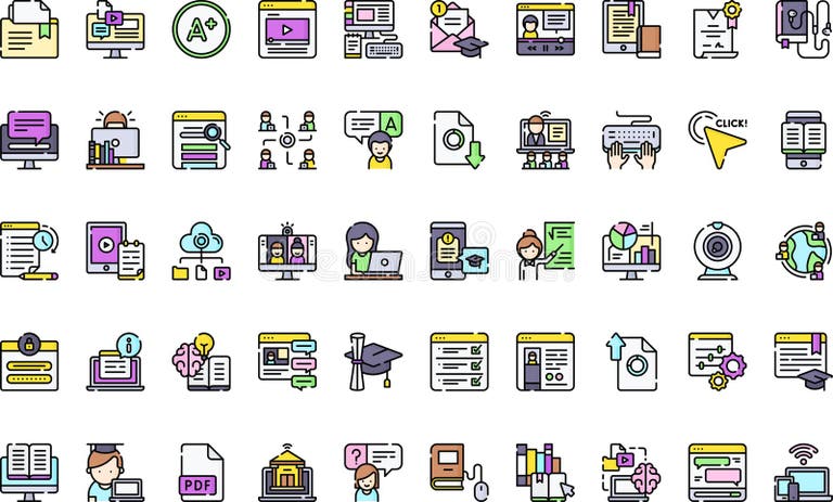Digital Learning Icons High-Quality Vector Icons Collection with ...