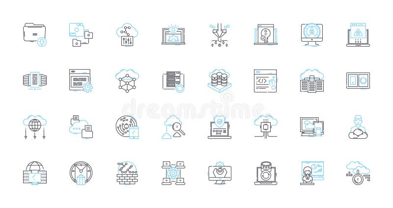 Digital Learning Linear Icons Set. ELearning, Virtual, Online, Blended ...